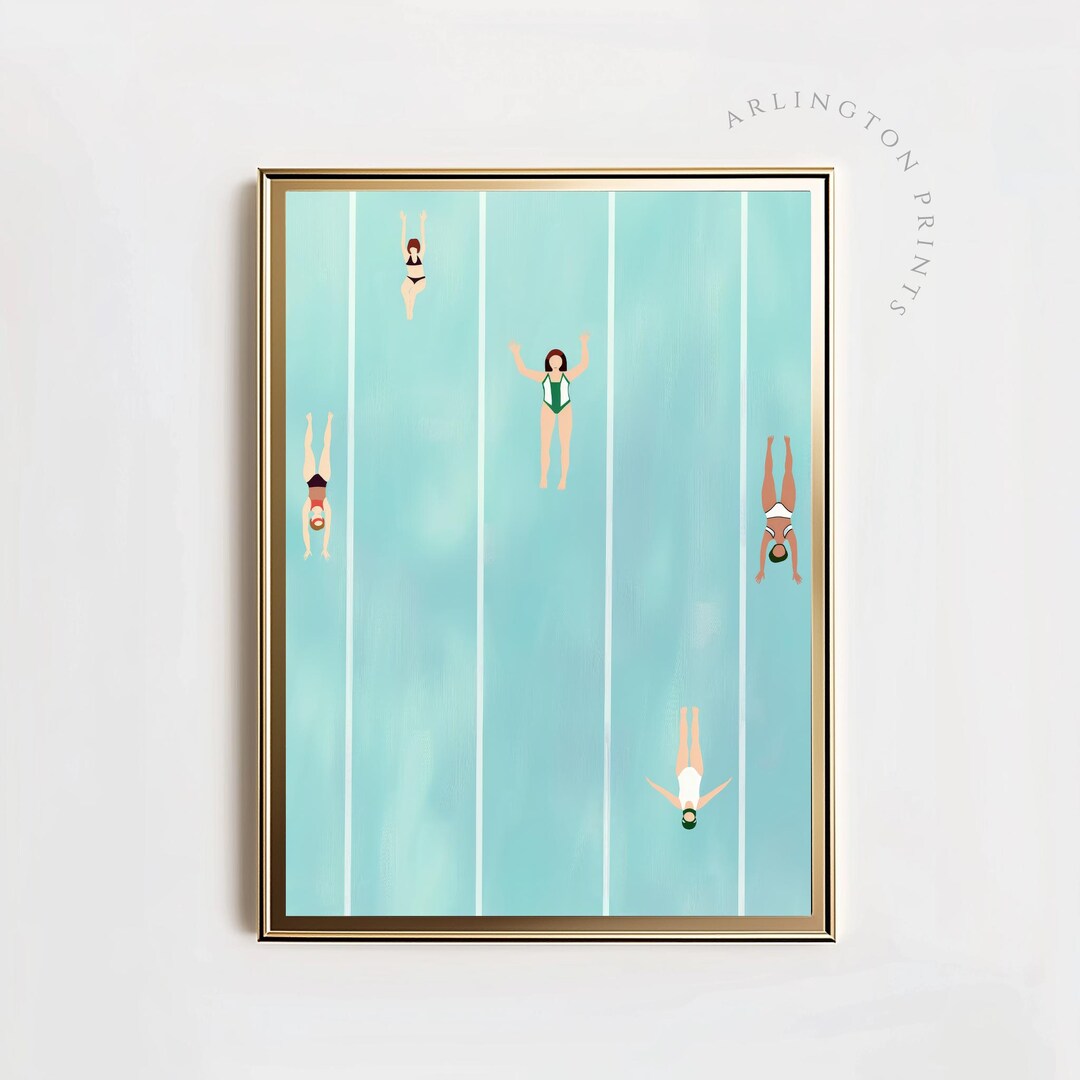 People Swimming Pool Art Print, Swimmers Poster Art, PRINTABLE ...