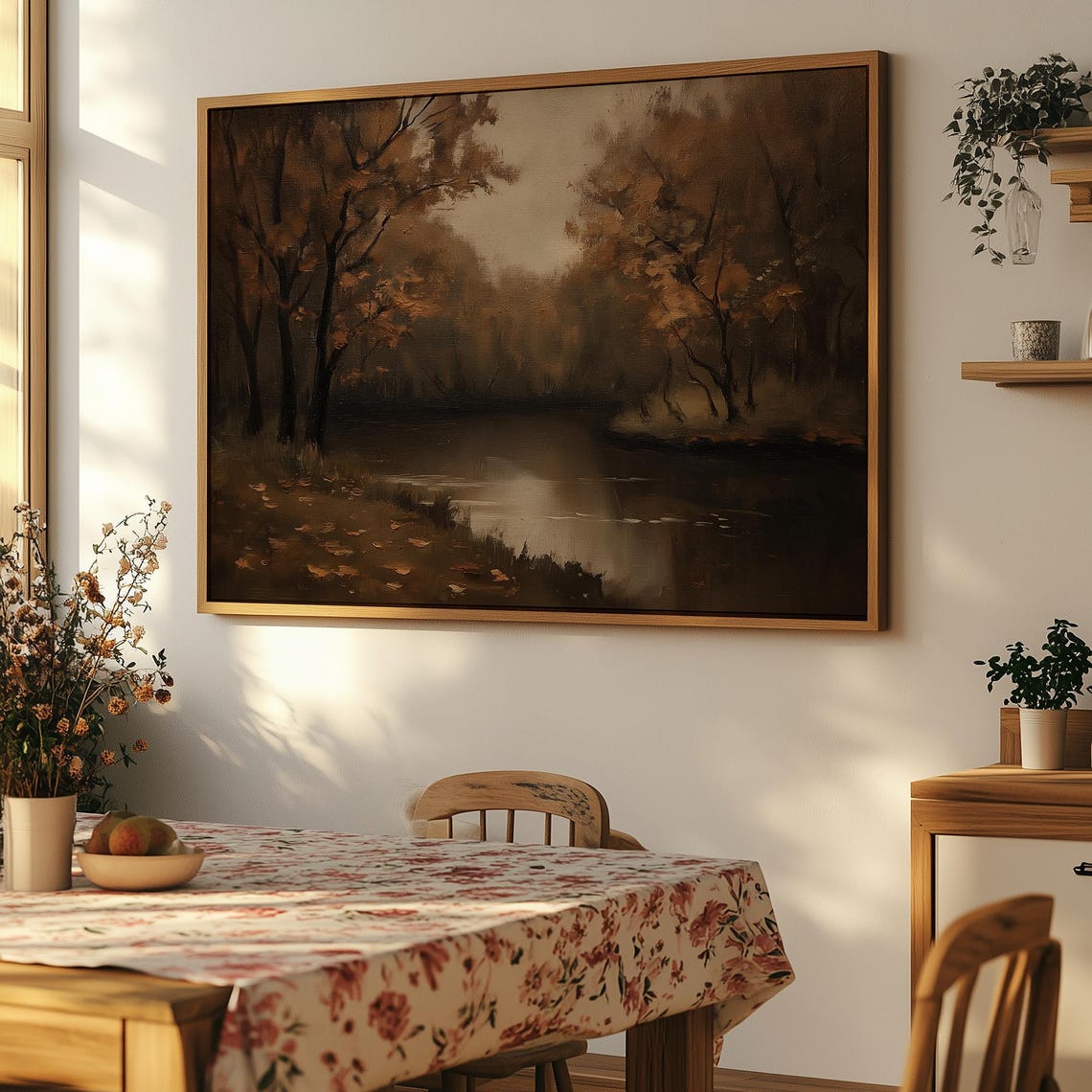 Rustic Fall River Printable Wall Art, Autumn Landscape Oil Painting ...
