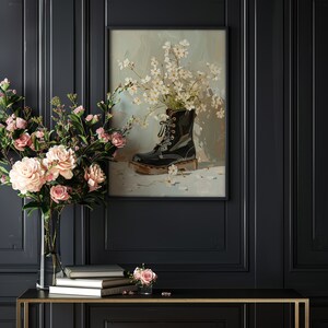 Preppy Floral Boot Painting, Black Doc Marten Print, Cute Girly ...