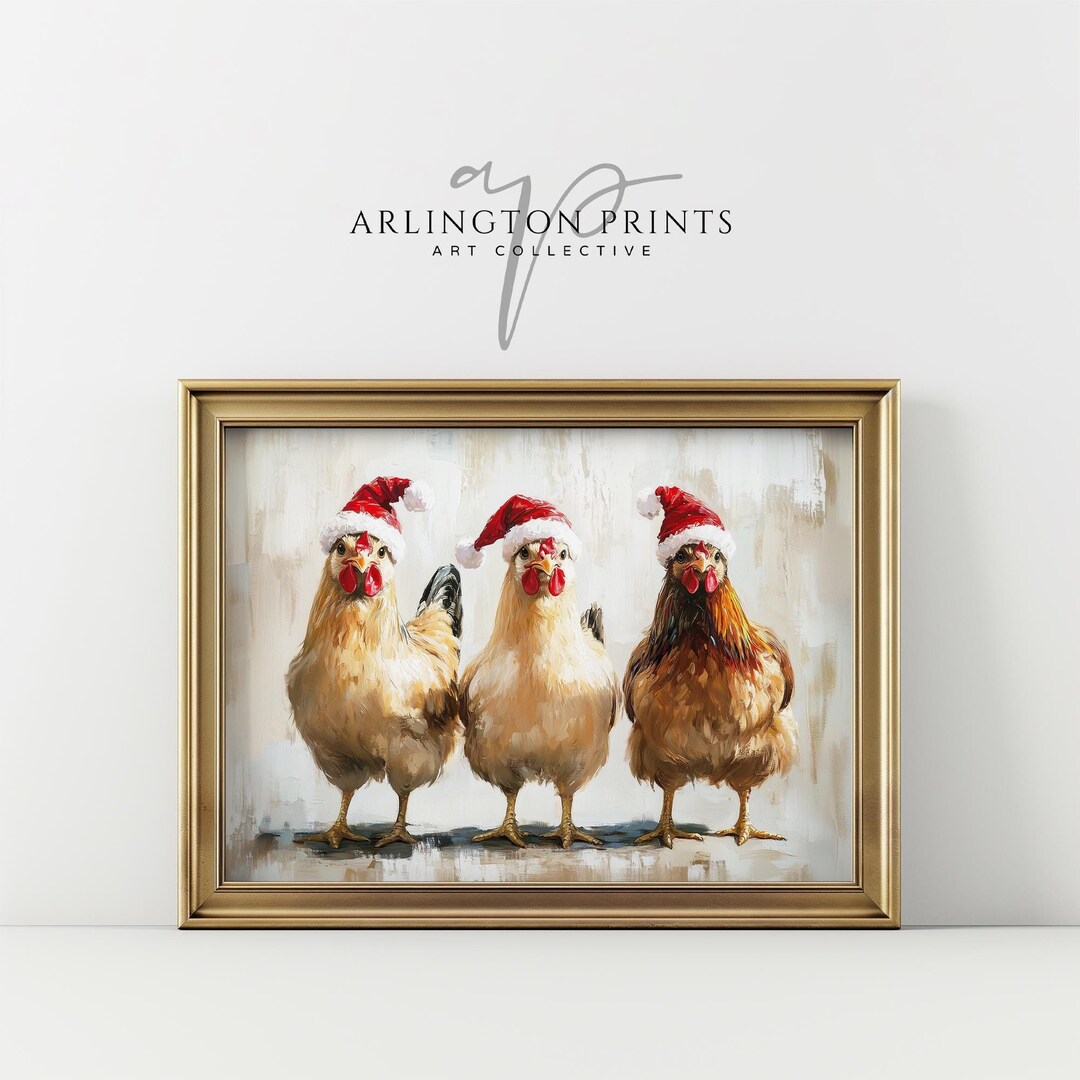 Funny Christmas Chickens Wall Art, Modern Farmhouse Print, Printable ...