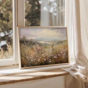 Spring Meadow Painting, Wildflower Field, Cottage Core, Farmhouse Art ...