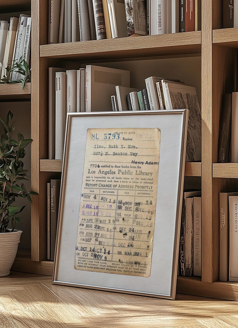 Vintage Library Card Print, UNFRAMED Antique Book Checkout Art, Mailed ...