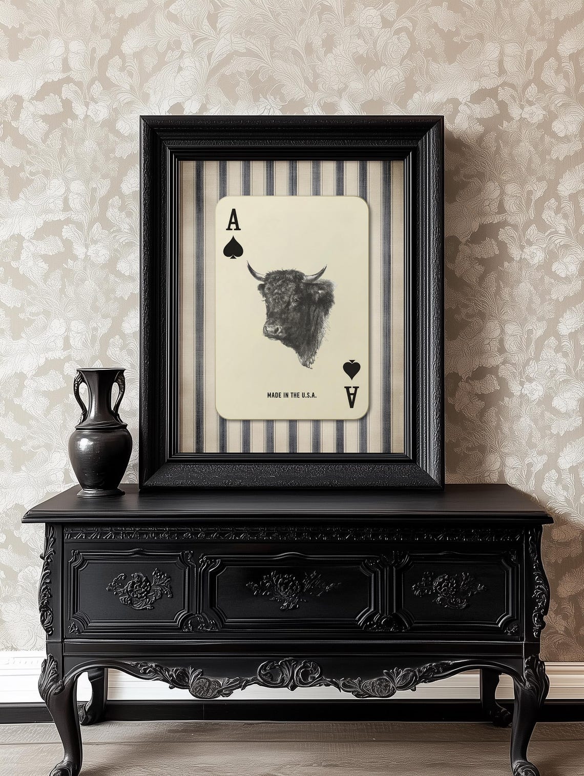 Bull Ace Playing Card Printable Art, Western Cowboy Decor, Vintage ...