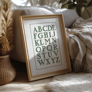 Vintage ABC Nursery Print, Alphabet Wall Art for Kids Room, Educational ...