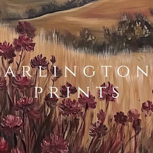 Moody Red Wildflowers Art Print, Vintage Oil Painting Maroon Scenery ...