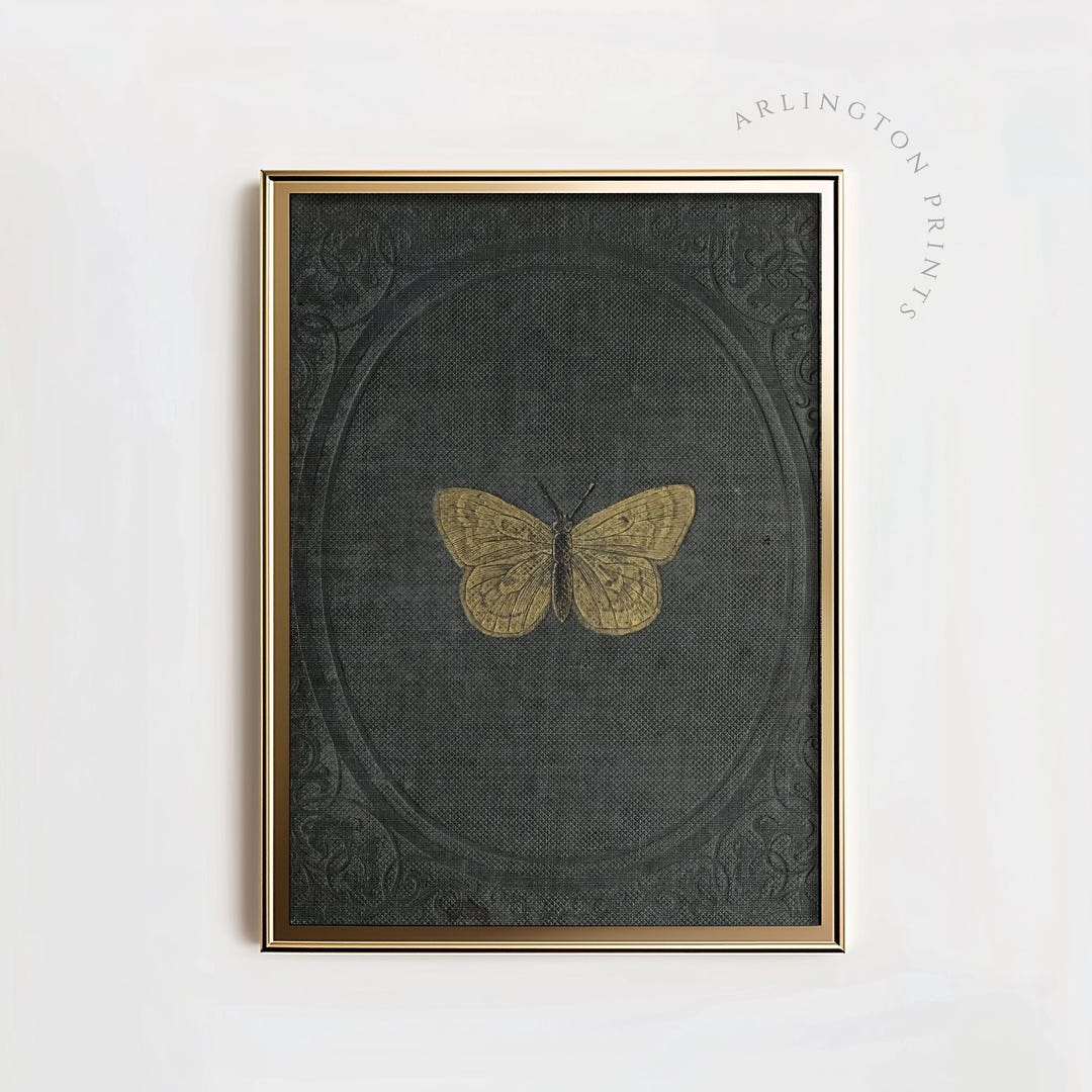 Moody Butterfly Art Print, Antique Insect Book Cover Art, Printable ...