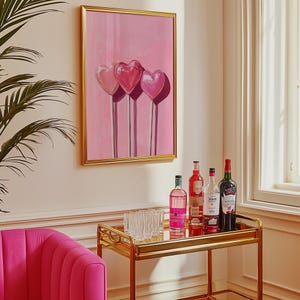 Preppy Pink Heart Lollipops Print, PRINTABLE Valentine's Nursery Wall ...