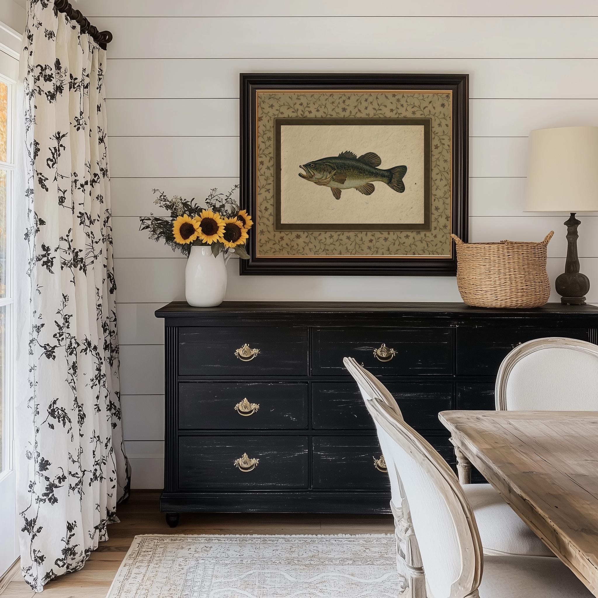 Vintage Bass Fish Wall Art, Rustic Cabin Decor, Mailed Fathers Day Gift ...