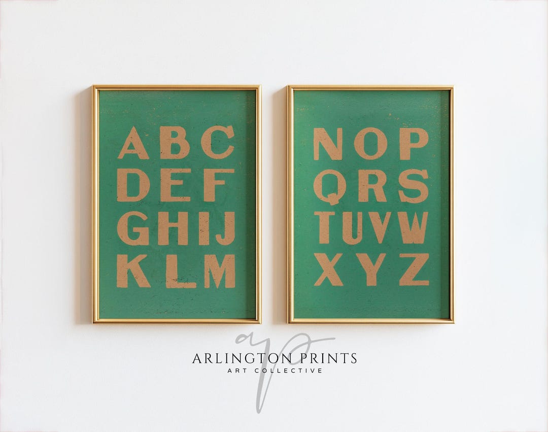 Retro ABC Alphabet Printable Wall Art, Vintage Schoolroom Nursery Art ...
