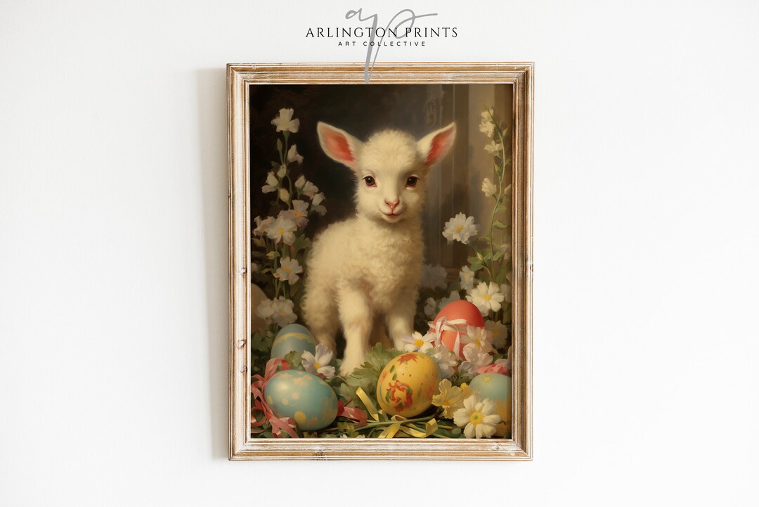 Spring Easter Print, Printable Easter Art, Lamb Printable Art, Lamb ...