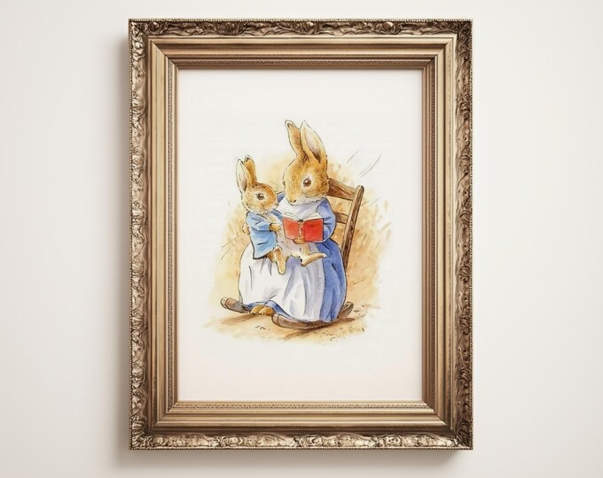 A Rabbit's Tea Party, Whimsical Fairy Tale Illustration by Beatrix ...