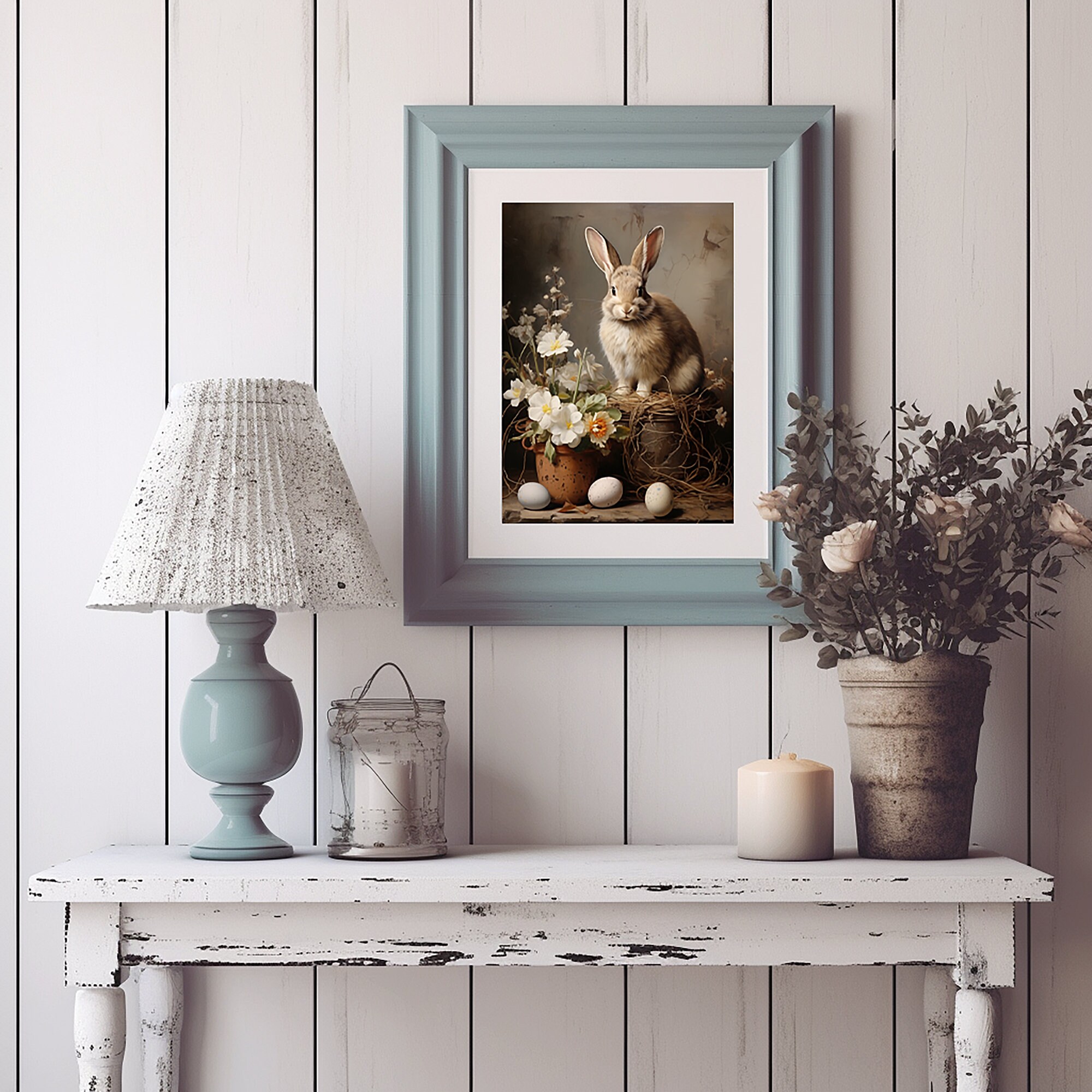 Easter Art, Brown Bunny Rabbit, Digital Download, Victorian Wall Art ...