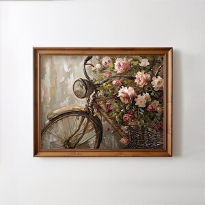Bicycle Art, Vintage Bike Painting, Instant Download, Spring Home Decor ...