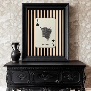 Ace of Spades Bull Art, Western Striped Cowboy Wall Print, UNFRAMED ...