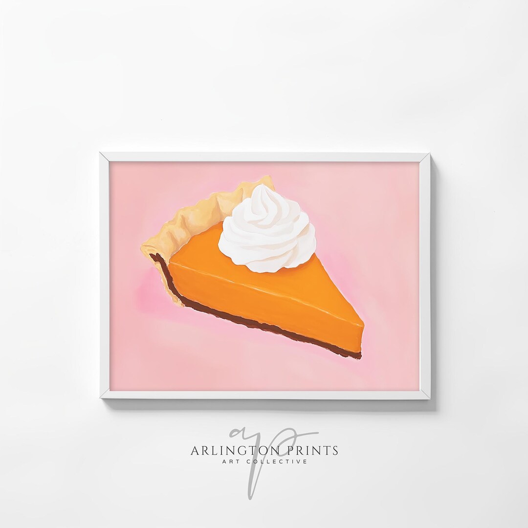 Pink Pumpkin Pie Art Print, Preppy Wall Art, PRINTABLE Colorful Fall ...