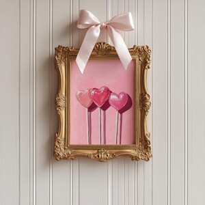 Preppy Pink Heart Lollipops Print, PRINTABLE Valentine's Nursery Wall ...