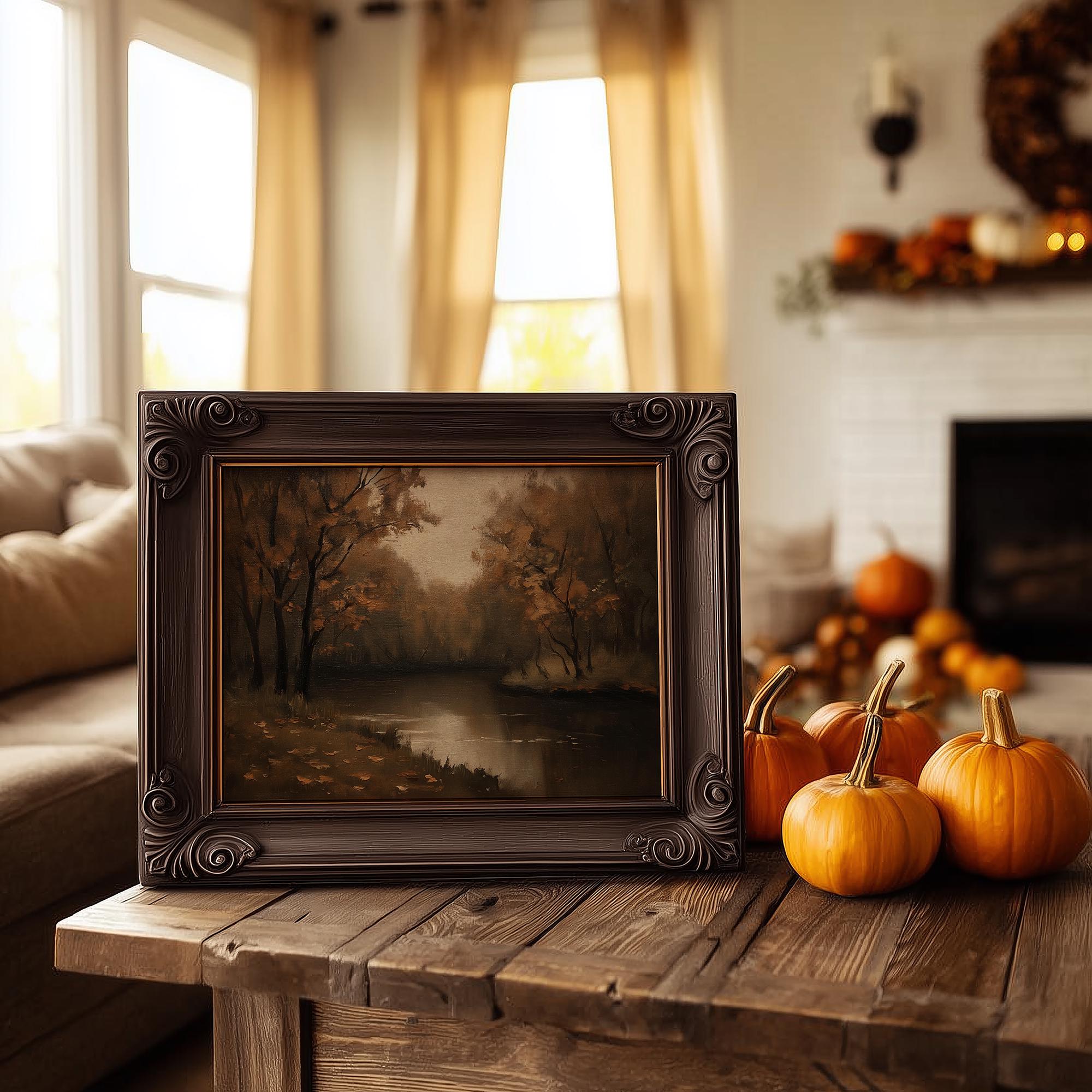Rustic Fall River Printable Wall Art, Autumn Landscape Oil Painting ...