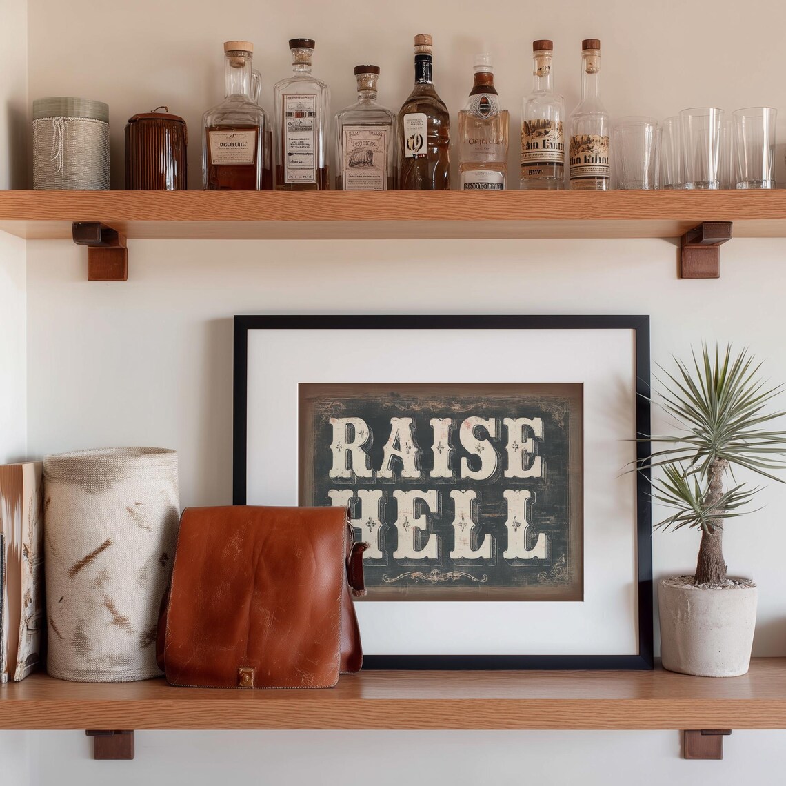 Raise Hell Wall Art, Western Printable Bar Cart Art, Vintage Saloon ...