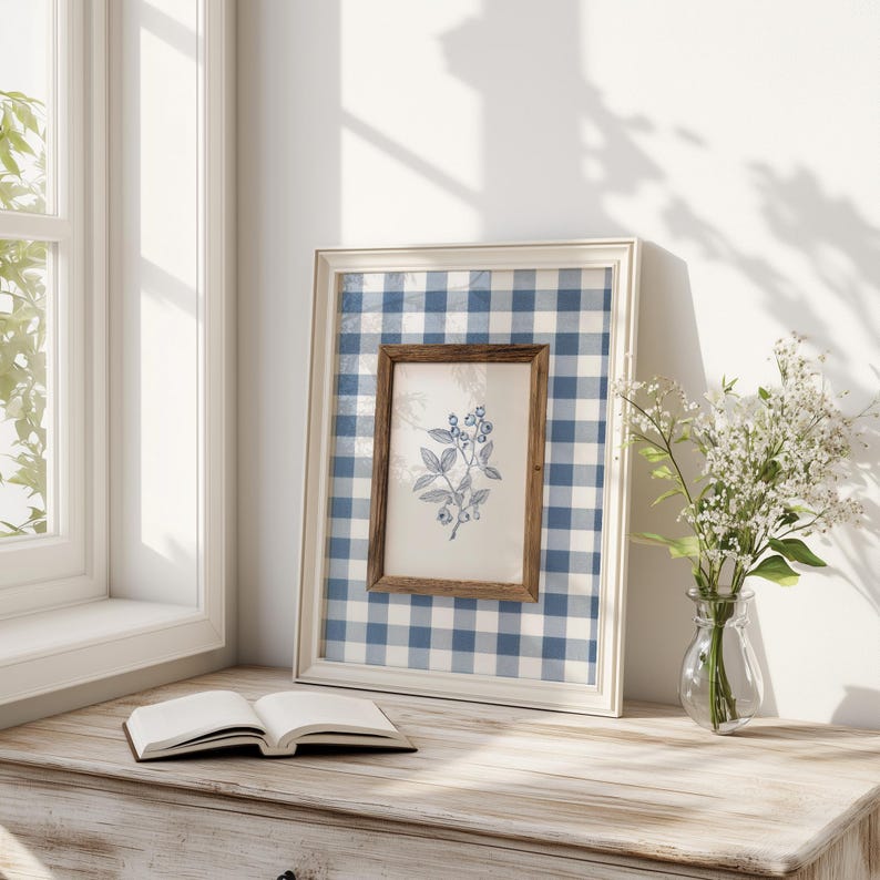 Country Kitchen Blueberry Print, Hand-drawn Berry Wall Art, Farmhouse ...