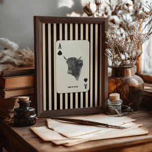 Ace of Spades Bull Art, Western Striped Cowboy Wall Print, UNFRAMED ...