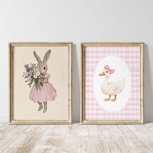 Girls Nursery Gallery Wall Set, Vintage Pink Nursery Art Prints, Kids ...