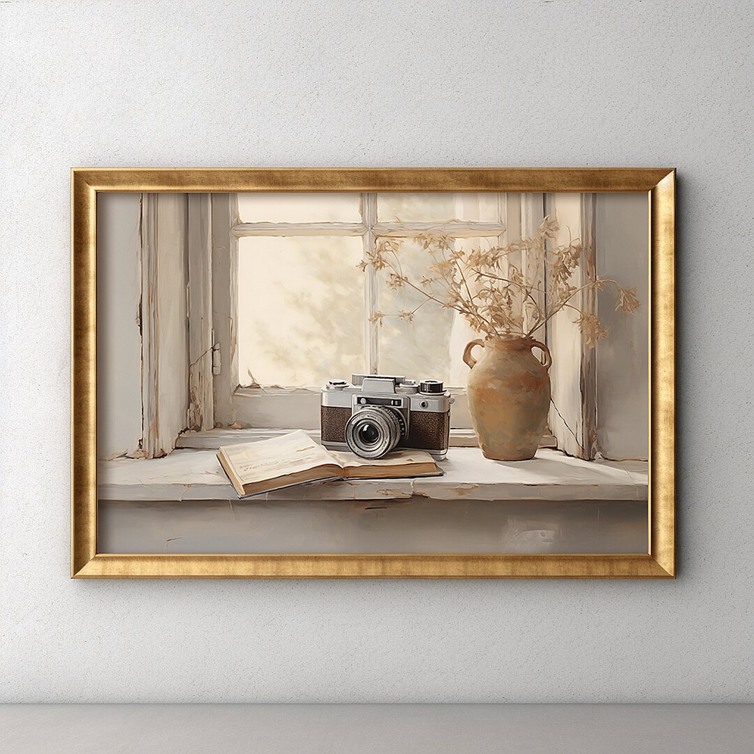 Printable Spring Wall Art, Vintage Camera Art Print, Farmhouse Style ...