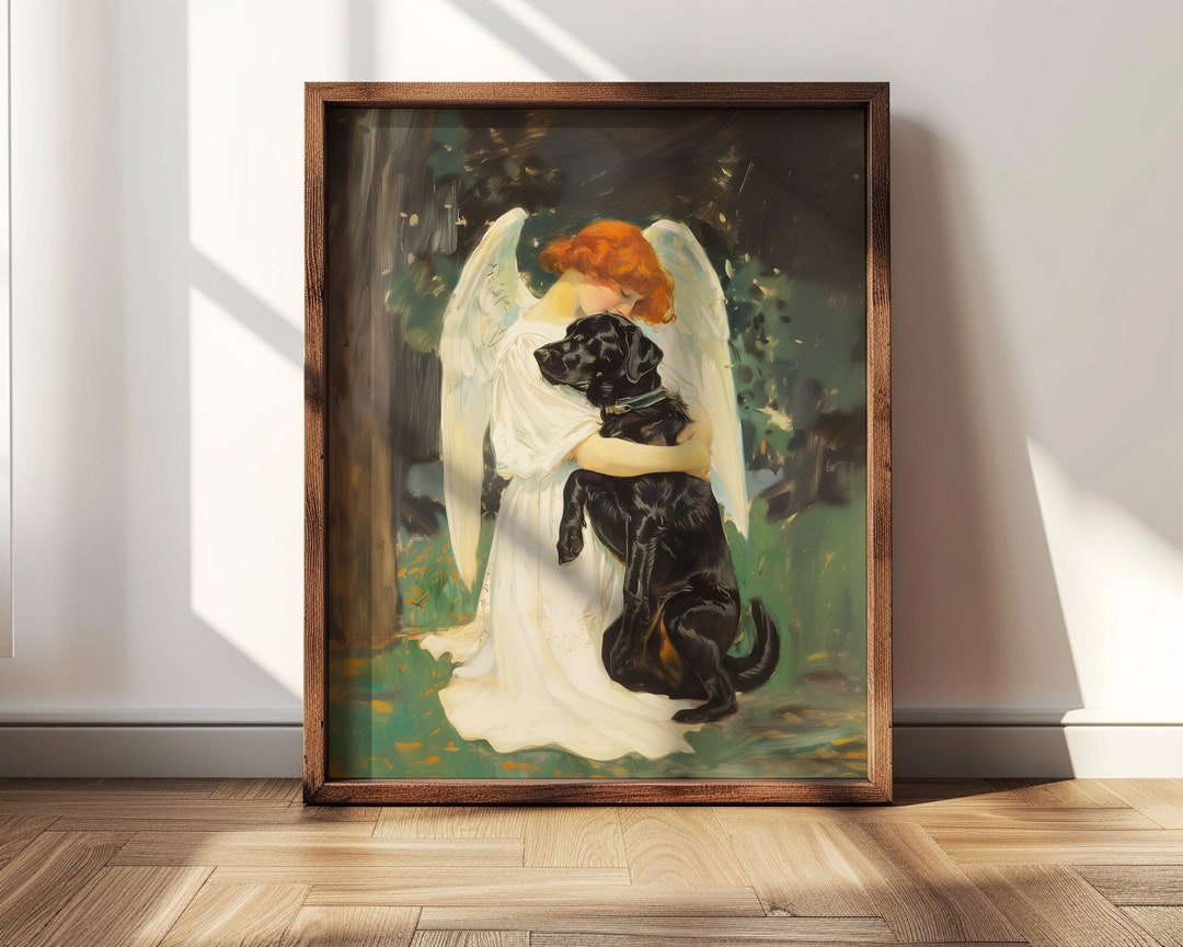 Dog Art, Rainbow Bridge, Black Lab Print, Pet Memorial Gift, Angel Dog ...