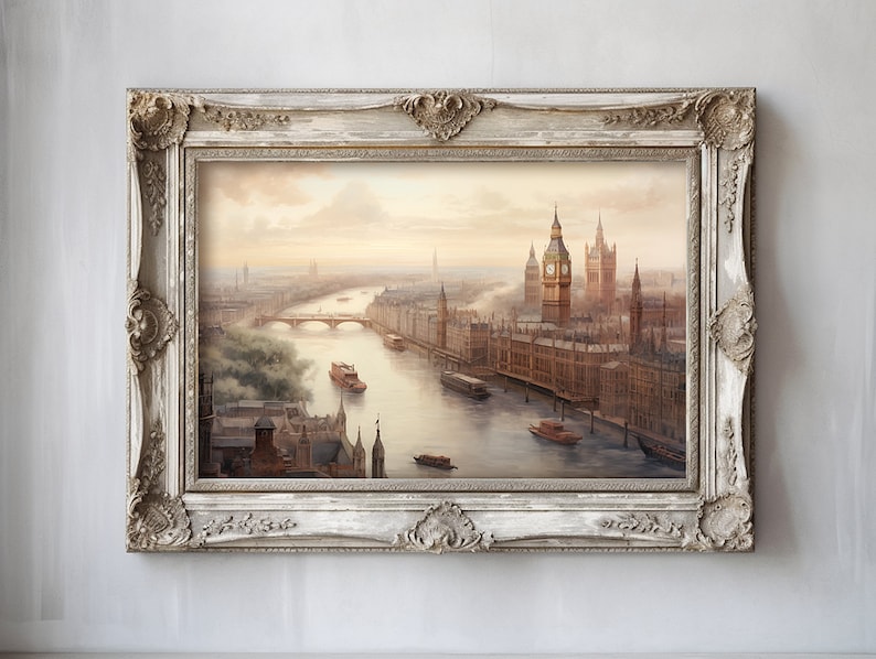 Antique Painting, Old London, England, Oil Painting Print, Digital ...