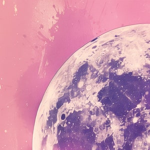 Pink Moon Poster Print, Preppy Room Decor, Cute Downloadable Art ...