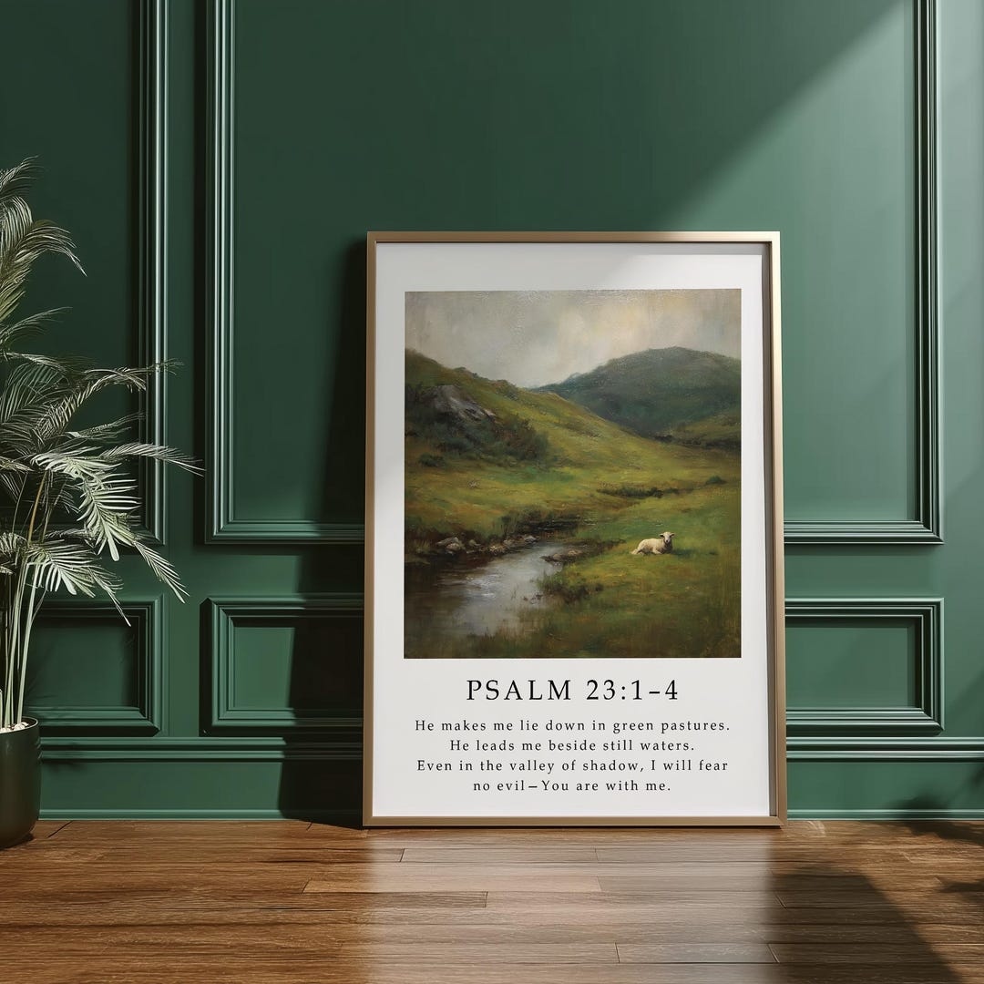 Christian Wall Art Psalm 23 1 4 Vintage Bible Verse Christian Art Print Christian Wall Printable ...