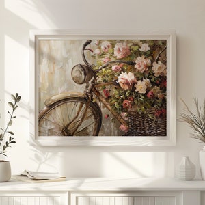 Bicycle Art, Vintage Bike Painting, Instant Download, Spring Home Decor ...