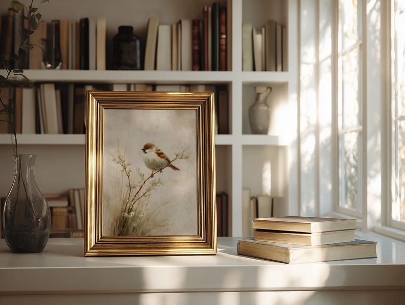 Spring Songbird Art Print, UNFRAMED Vintage Bird Illustration, Soft ...