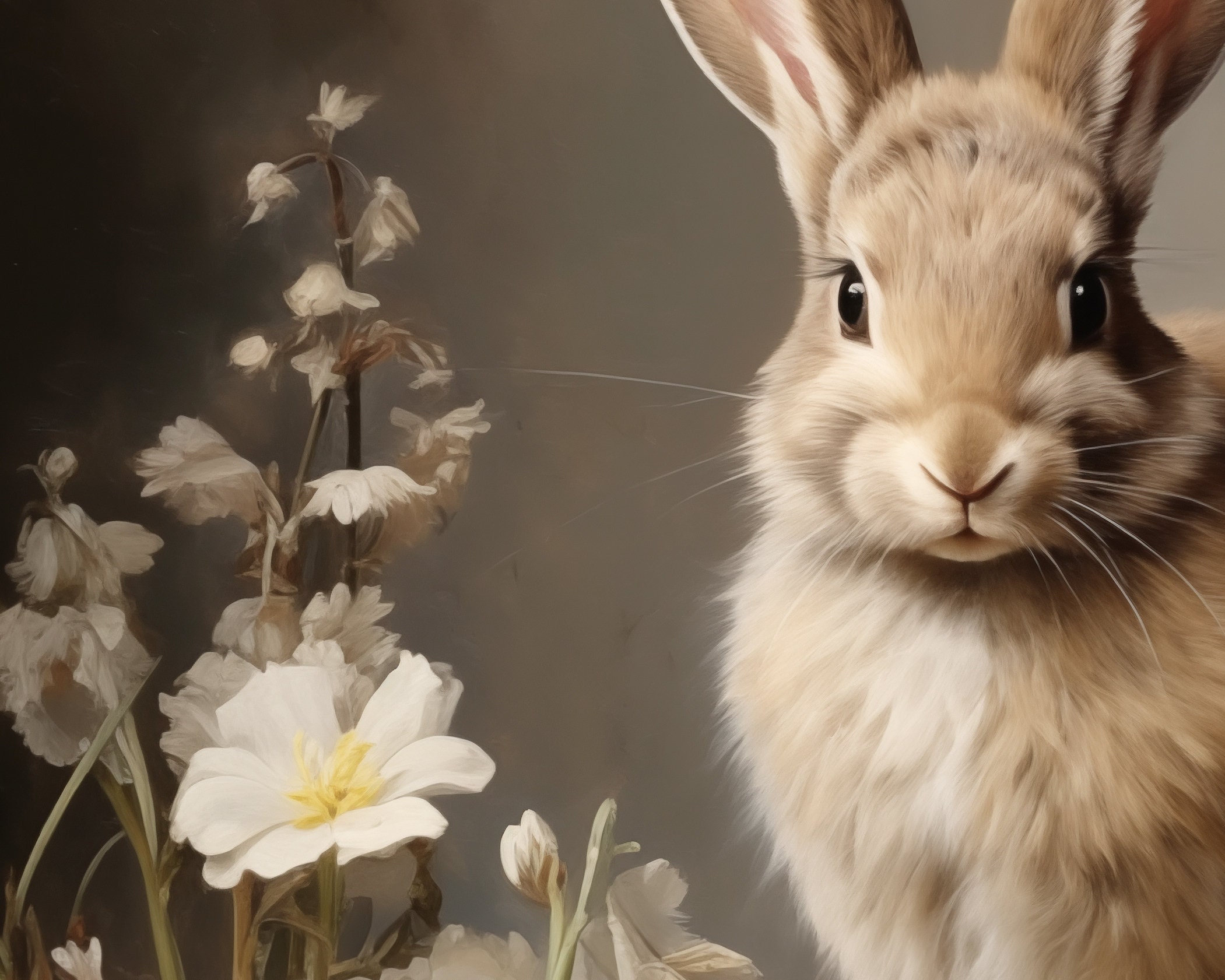 Easter Art, Brown Bunny Rabbit, Digital Download, Victorian Wall Art ...