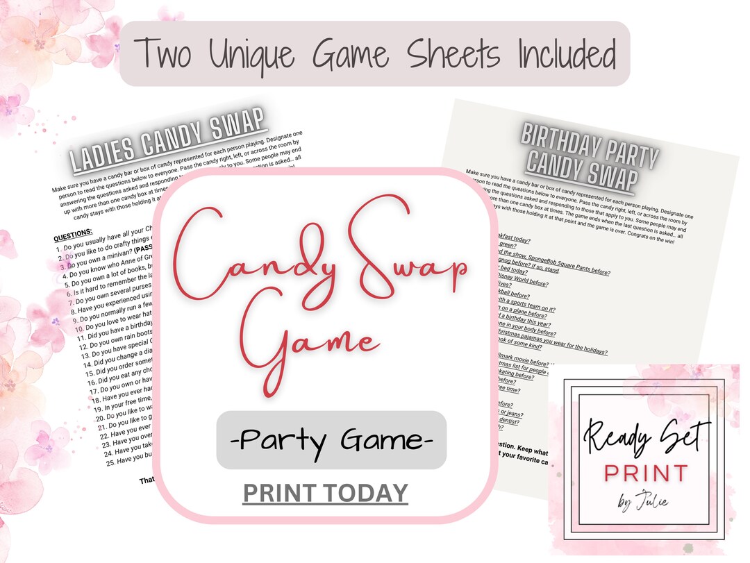 CANDY SWAP GAME Girls Night Birthday Parties Printable Game ...