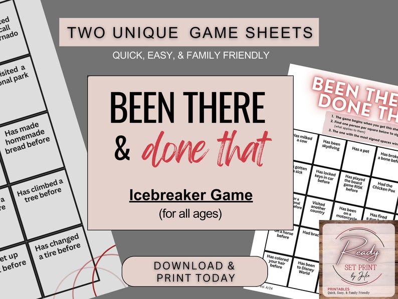 BEEN THERE & Done That - Icebreaker Question Game - Find the Guest Game ...