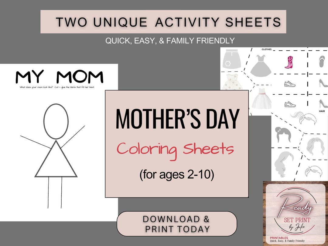 Mother's Day Coloring Sheet – Mom Portrait Activity (PDF) - Etsy