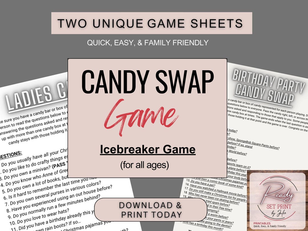 CANDY SWAP GAME - Girls Night - Birthday Parties- Printable Game - Downloadable - Digital Prints ...