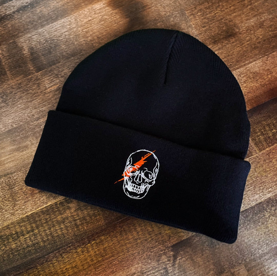Lightning Skull Beanie - Etsy