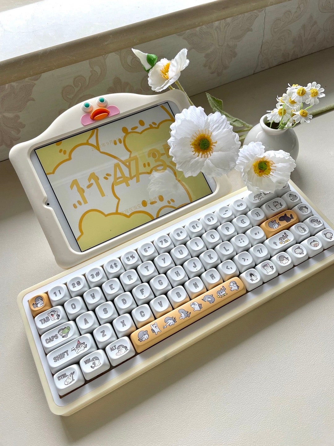 Shark Kitty English PBT 140 Keys Moa/cherry Profile Keycaps Set, Cute ...