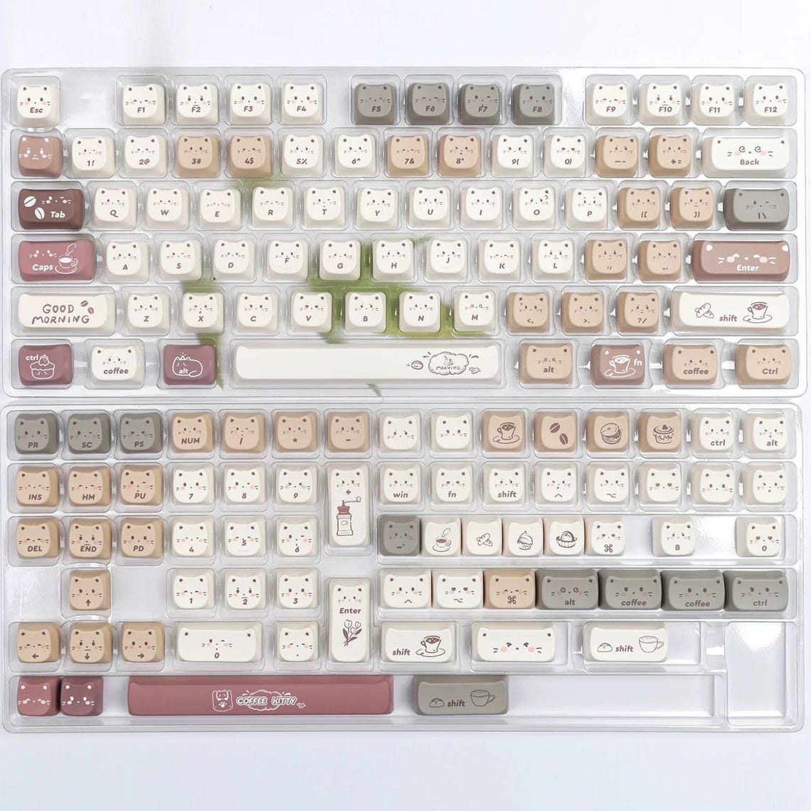 Coffee Kitty Keycaps, PBT Dye Sublimation, MAO Profile, 120+ Keys - Etsy