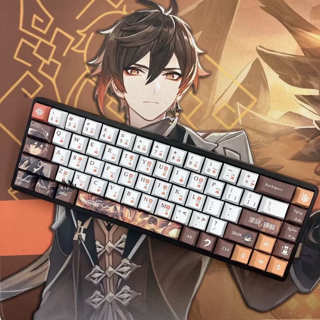 Genshin Impact Zhongli PBT 128 Keys Cherry Profile Keycaps Set, Cute ...