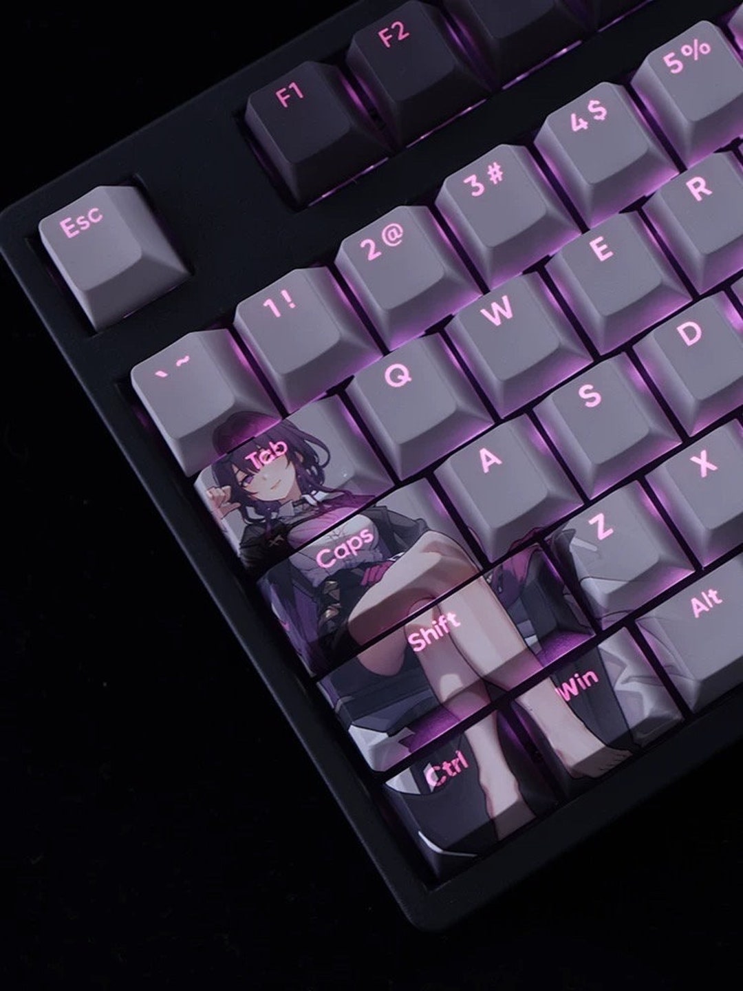 Kafka of Honkai Rail PBT 108 Keys Cherry Profile Keycaps Set, Cute ...