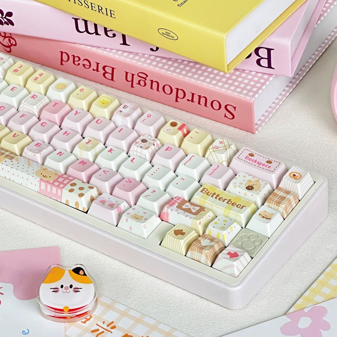 Butterbear PBT 130 Keys Soa/cherry Profile Keycaps Set, Cute Keycaps ...