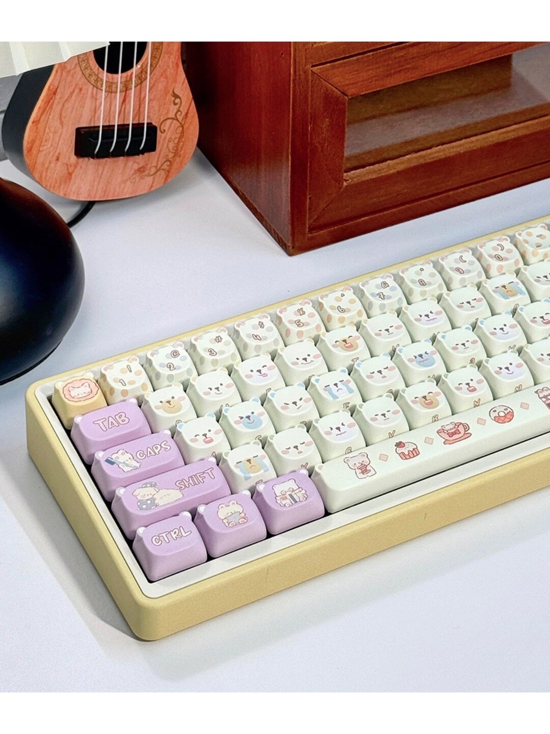 Polar Bear Cute PBT 135 Keys EAO Profile Keycaps Set, Cute Keycaps ...