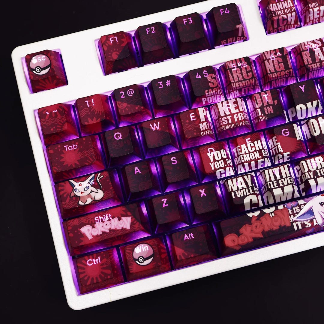 Pokemonn Espeon PBT 108 Keys Cherry Profile Keycaps Set, Cute Keycaps ...