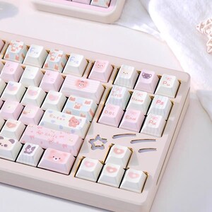 Cute Little Bear PBT 137 Keys Cherry Profile Keycaps Set, Cute Keycaps ...