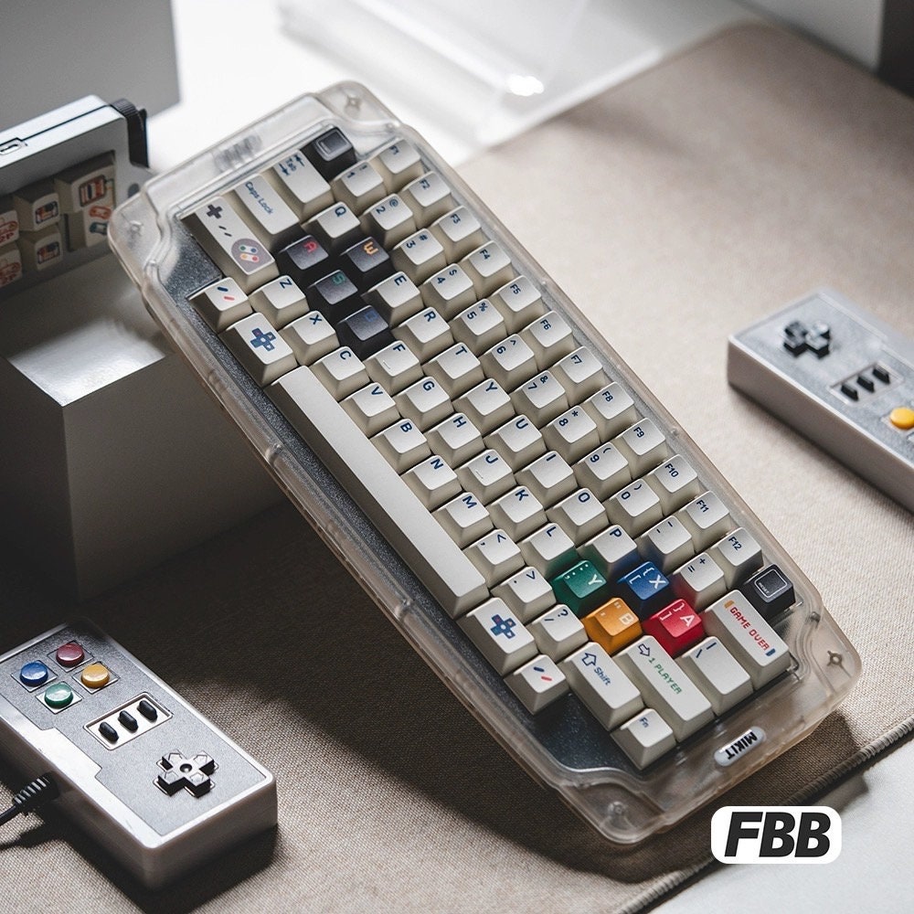 SFC 1990 Retro Game Theme English PBT Cherry Profile Keycaps Set ...