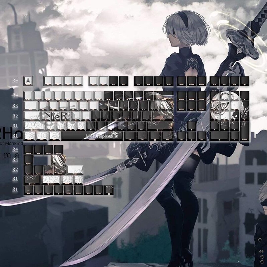 Nier Automata Keycaps: PBT Dye Sublimation, Cherry Profile, 131 Keys ...