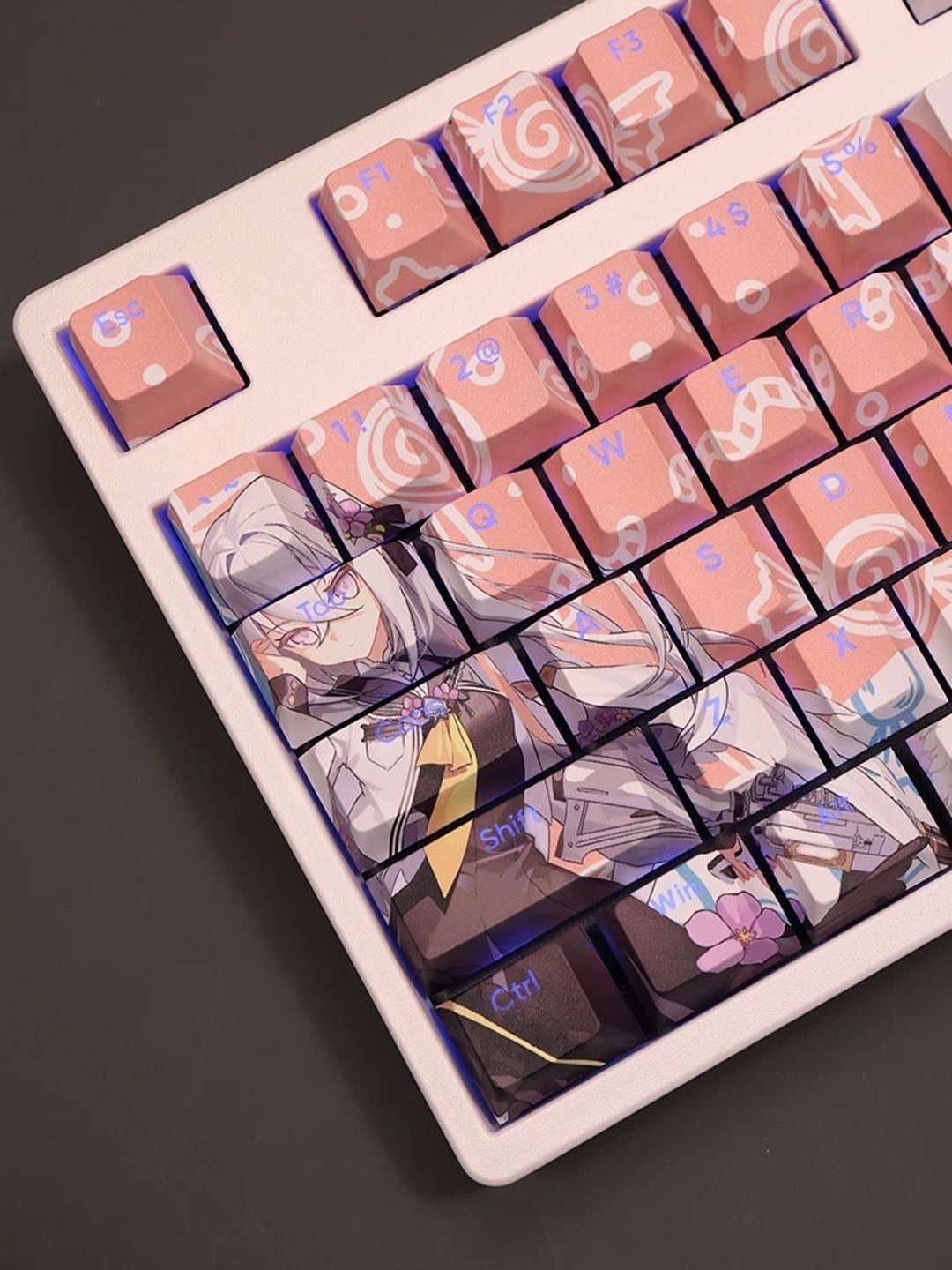 Blue Archive Shirasu Azusa PBT 108 Keys Cherry Profile Keycaps Set ...