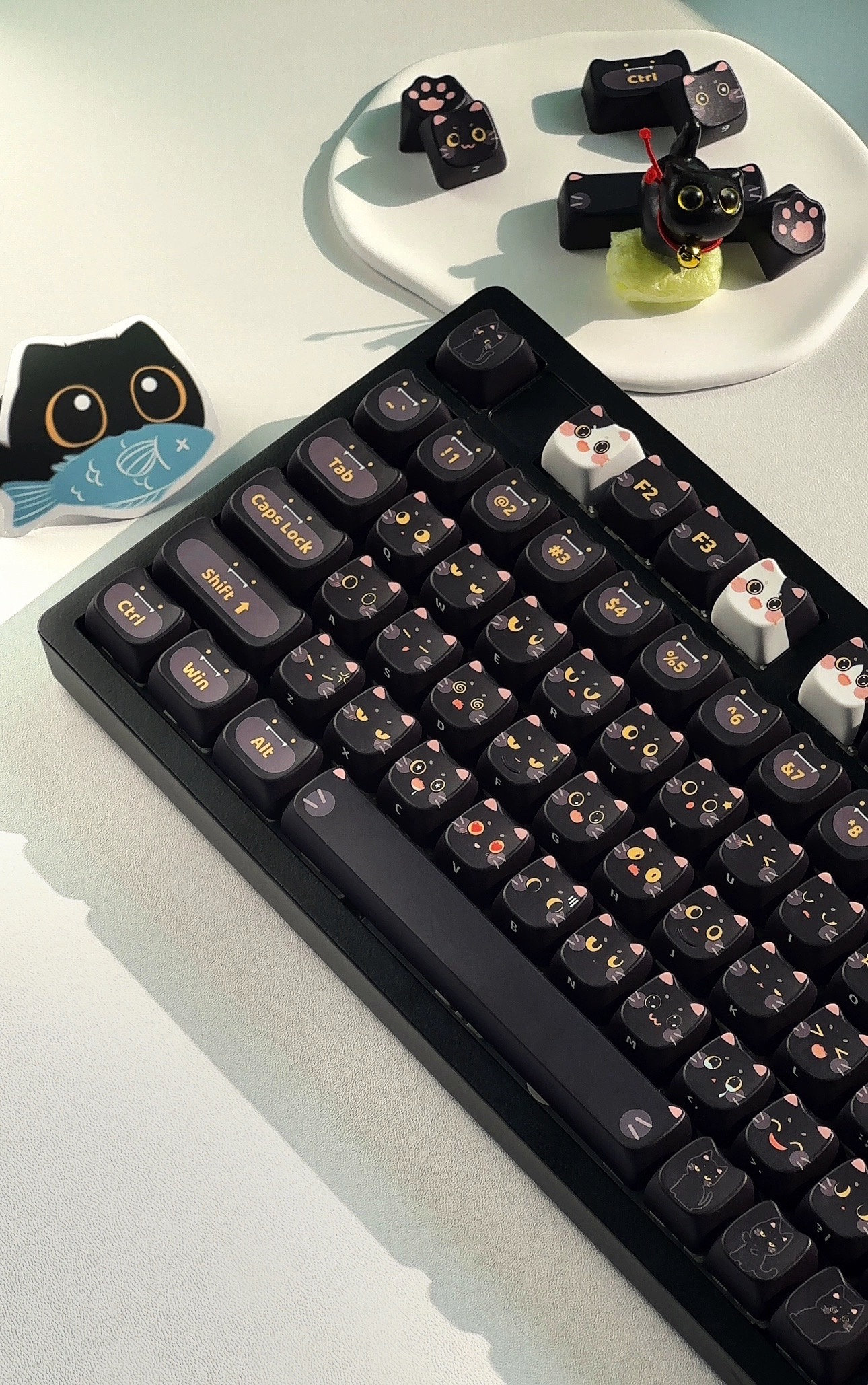Black Cat PBT Keycaps Set: 140-key Custom MAO Profile - Etsy